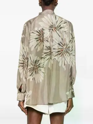 Brunello Cucinelli Floral-print Blouse - Neutrals