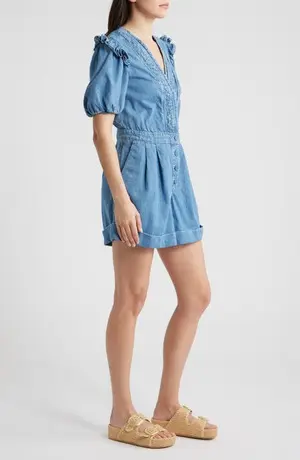 Farm Rio Ruffled Romper - Denim