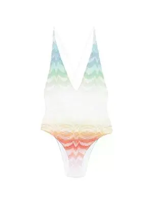 Missoni Cross-Back Chevron Swimsuit Blue
