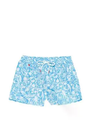 Kiton Floral Swim Shorts - Blue