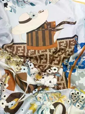 Fendi Gardening-print Silk Scarf - Blue