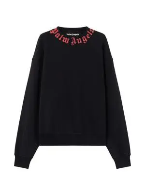 Palm Angels Neck Logo Sweatshirt - Black