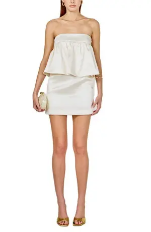 Endless Rose Strapless Satin Minidress - White