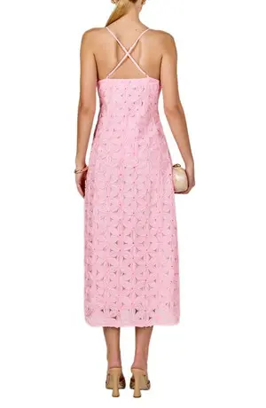 Endless Rose Textured Floral Midi Dress - Pink