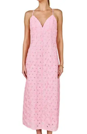 Endless Rose Textured Floral Midi Dress - Pink