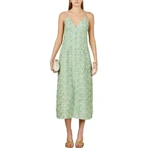 Endless Rose Textured Floral Midi Dress - Sage