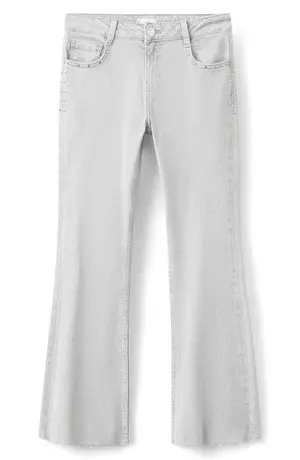 Mango Studded Raw Hem Crop Flare Jeans