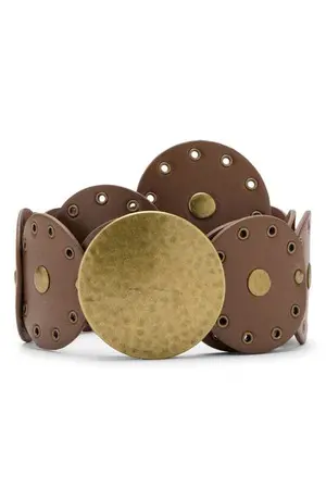 Mango Stud Disc Wide Belt - Brown