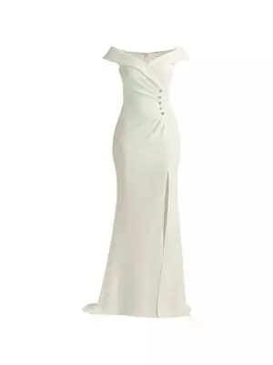 Tadashi Shoji Embellished Slit Dress - Neutrals