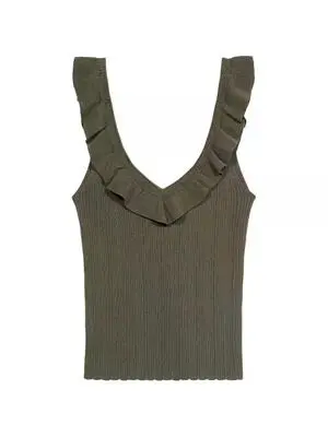 Blumarine Ruffled V-neck Tank Top