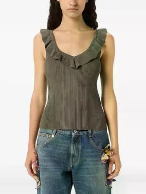 Blumarine Ruffled V-neck Tank Top