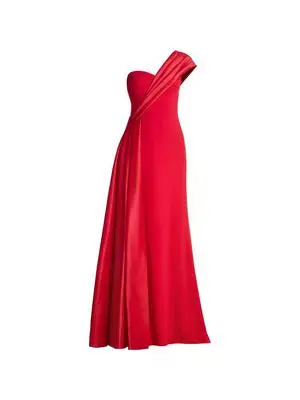 Tadashi Shoji One-shoulder Draped Gown - Red