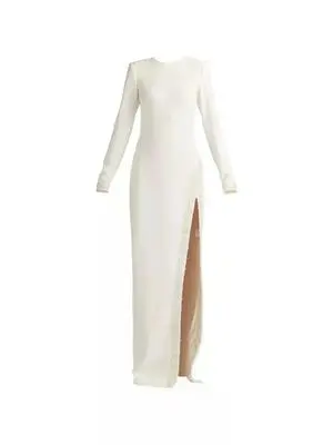 Tadashi Shoji Beaded Split Gown - White