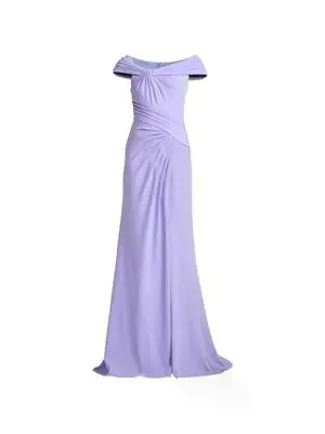 Tadashi Shoji Off-shoulder Split Hem Gown - Purple