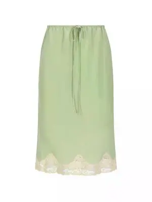 Saint Laurent Lace Trim Midi Skirt - Green