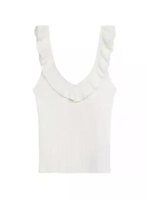 Blumarine Ruffled V-neck Tank Top - White
