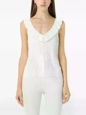 Blumarine Ruffled V-neck Tank Top