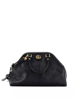 Gucci Re Top Handle Bag Leather Medium Satchel - Black