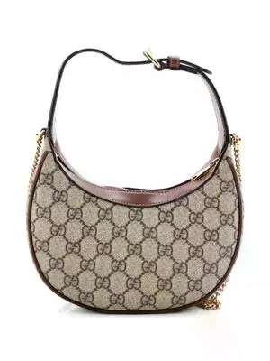 Gucci Interlocking G Patch Half Moon Gg Coated Canvas Mini Hobo Bag