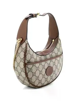 Gucci Interlocking G Patch Half Moon Gg Coated Canvas Mini Hobo Bag