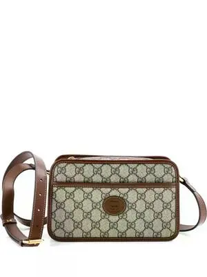 Gucci Interlocking G Patch Camera Bag Gg Coated Canvas Mini Crossbody Bag - Brown