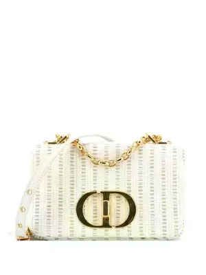 Dior Caro Bag Macrocannage Tweed Small Crossbody Bag - Neutrals