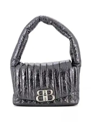 Balenciaga Monaco Sling Bag Padded Quilted Leather Small Shoulder Bag - Silver