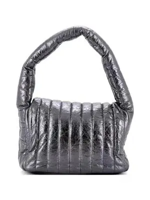 Balenciaga Monaco Sling Bag Padded Quilted Leather Small Shoulder Bag - Silver