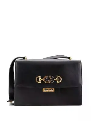 Gucci Zumi Flap Leather Small Shoulder Bag - Black