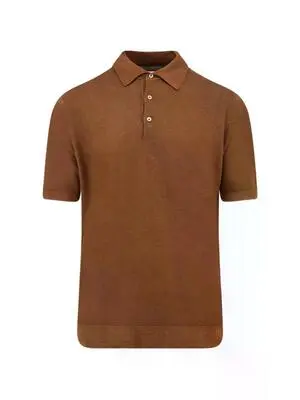 Corneliani Ribbed Polo Shirt - Brown