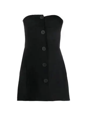 Attico Bustier Button Mini Dress - Black