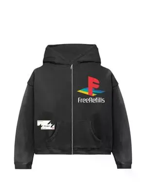 FREE REFILLS Printed Zip-up Hoodie - Black