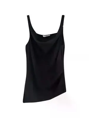 R2W Draped-neckline Sleeveless Tank Top - Black