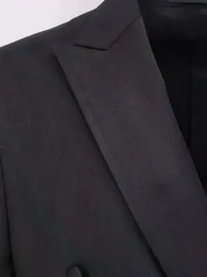 Corneliani Double-breasted Peak-lapel Blazer Wool Suit - Black