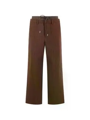 Sacai Pinstripe Drawstring Trousers - Brown