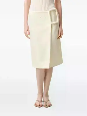 AMI Paris Wool Midi Skirt With Large Buckle