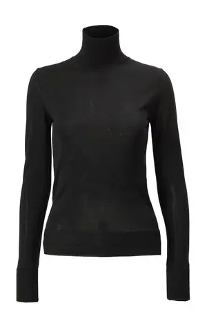 Carolina Herrera Signature Merino Silk Turtleneck Sweater - Black