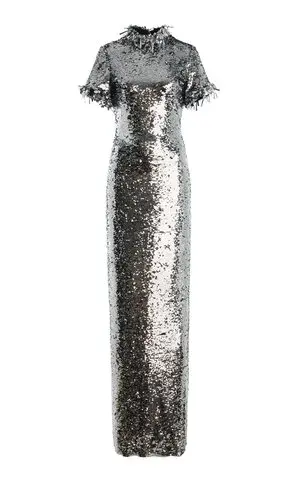 Brandon Maxwell The Bex Sequined Gown - Silver