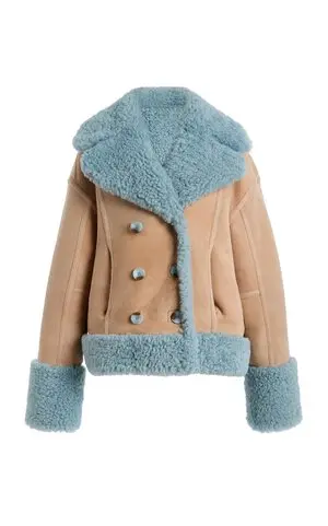 Ulla Johnson Nisha Shearling Coat Turquoise