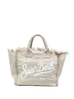 MC2 SAINT BARTH Fringed Handle Beach Bag - Neutrals