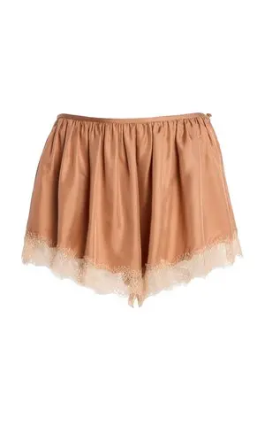 Ulla Johnson Georgiana Lace-trimmed Silk Mini Shorts - Brown