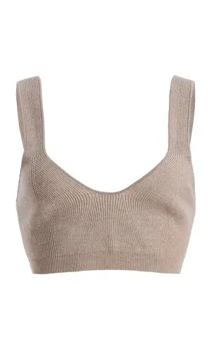 Ulla Johnson Delia Knitted Wool Bra - Light Grey