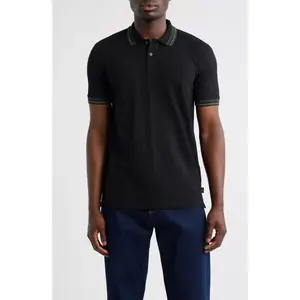 Paul Smith Tipped Stretch Cotton Polo - Black