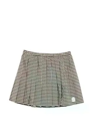 Moncler Checked Pleated Mini Skirt - Brown