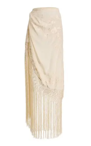 Ulla Johnson Lark Fringe Silk Maxi Skirt - Neutral