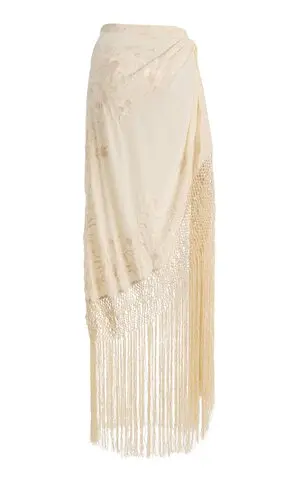 Ulla Johnson Lark Fringe Silk Maxi Skirt - Neutral