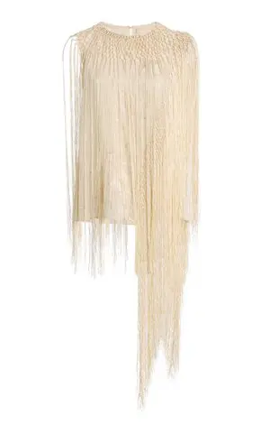 Ulla Johnson Willa Fringe Silk Top - Neutral