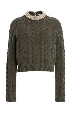 Ulla Johnson Marlie Embellished Wool-cashmere Pullover - Dark Grey