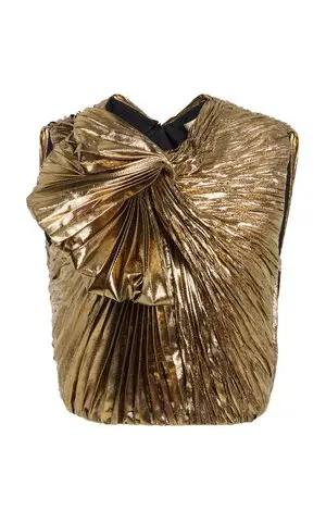 Ulla Johnson Isobel Pleated Metallic Top - Gold