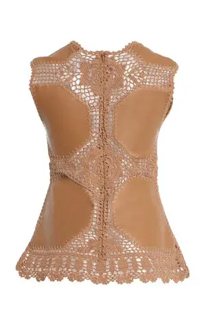 Ulla Johnson Livia Crochet Leather Top